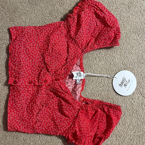 Princess Polly | Tops | Red Crop Top With Small White Flowers From ...